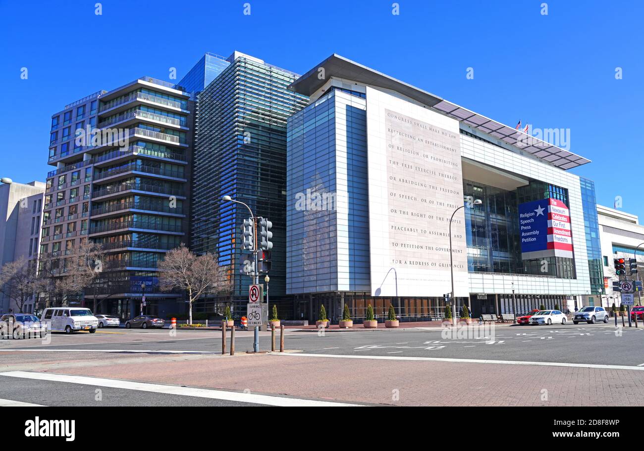 WASHINGTON, DC -23 FEB 2020- View of the Newseum, an interactive museum ...