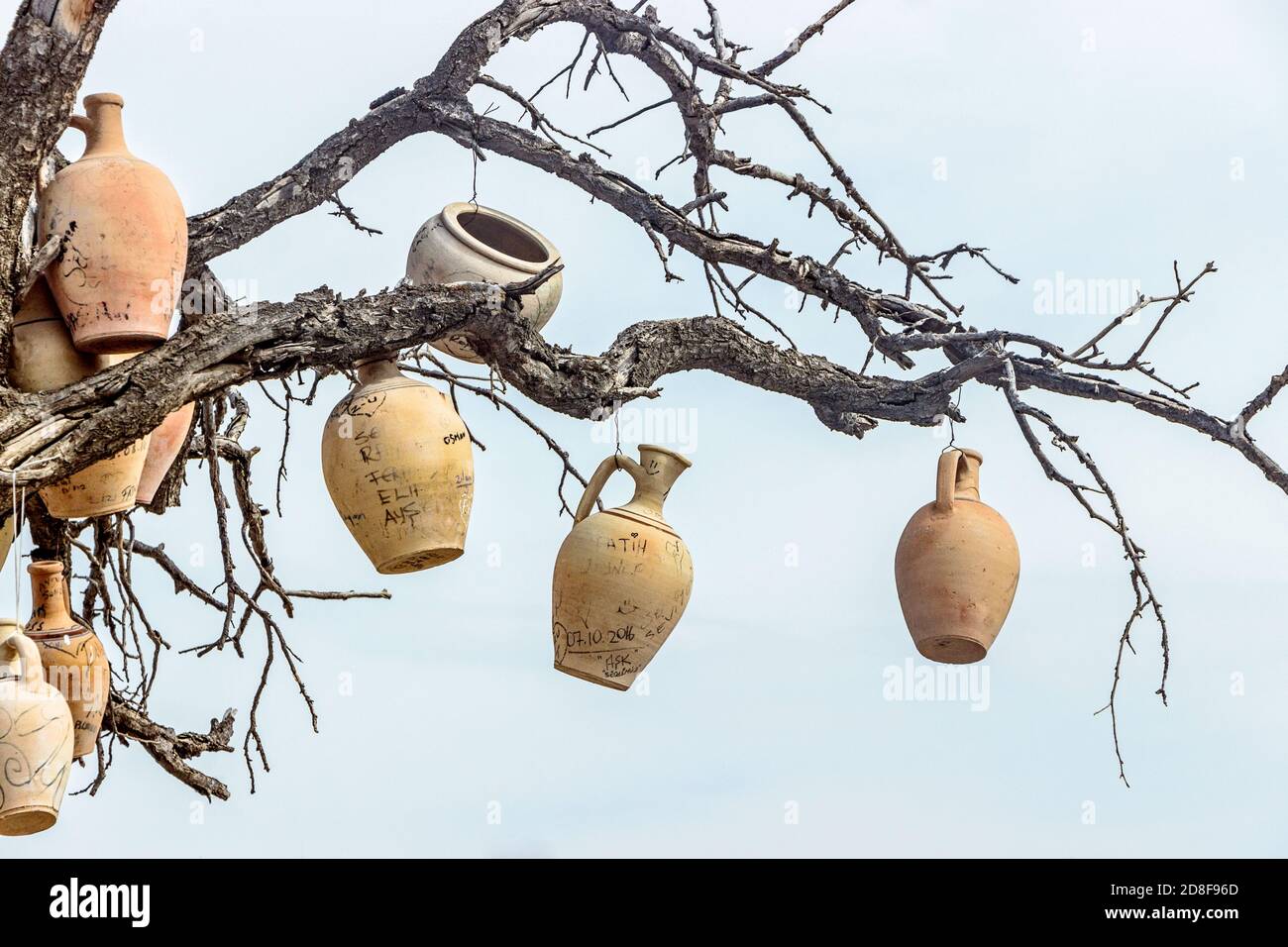 decoration clay pots on tree branch in cappadocia Stock Photo - Alamy