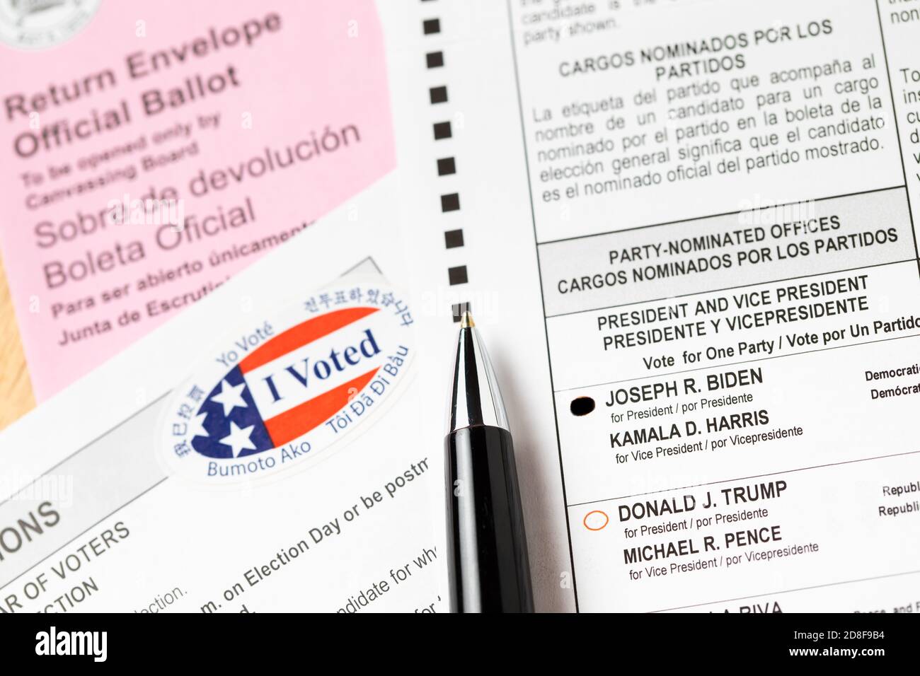 Riverside, California, USA - 10/2020: Pen Laying on Biden Voted ...