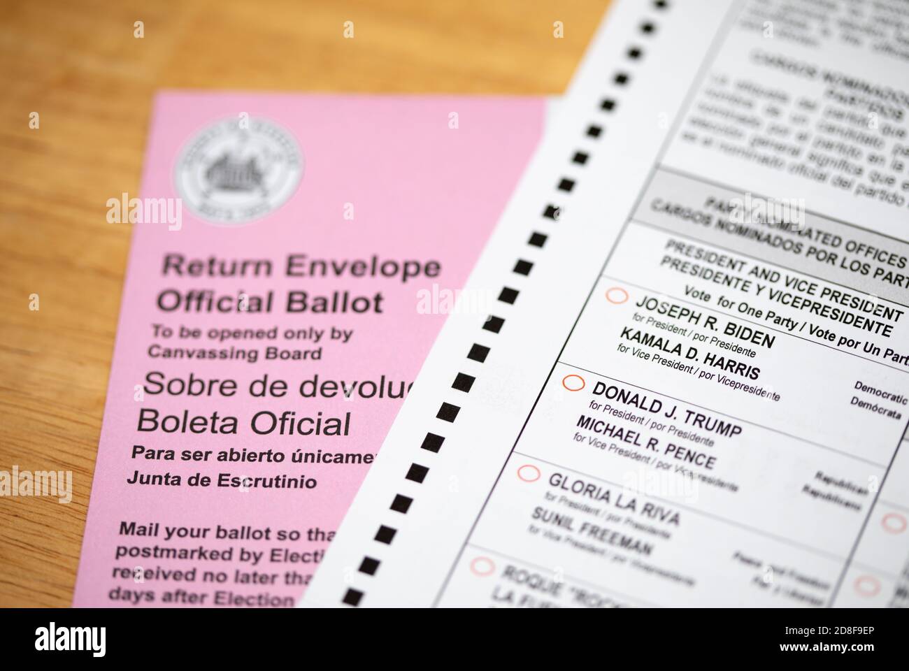 Riverside, California, USA - 10/2020: Blank Official Ballot with ...