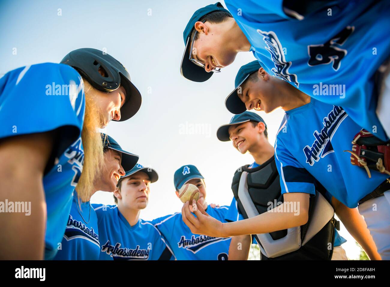 Group of baseball players standing together on the playground Stock ...