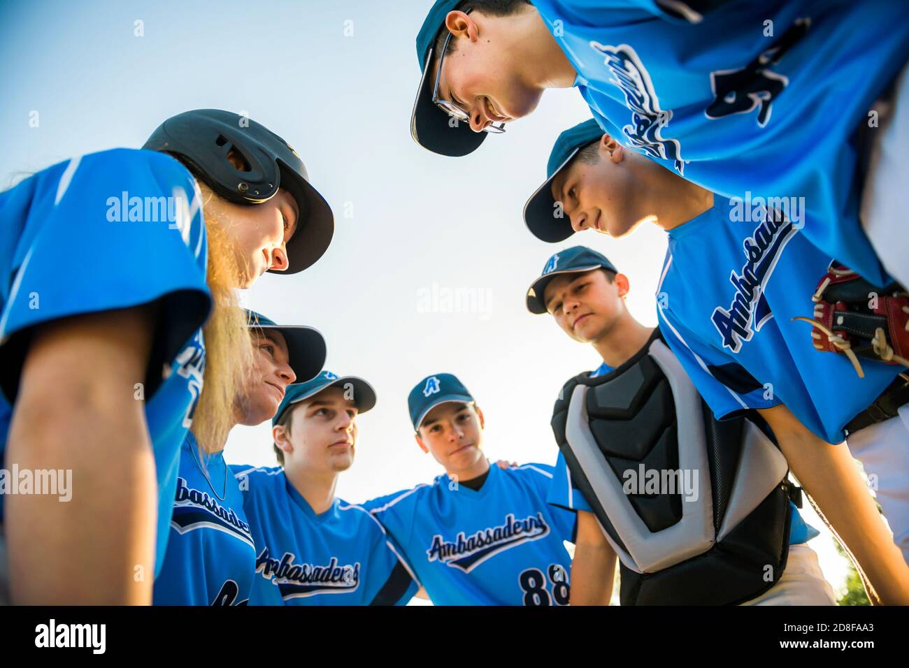 Group of baseball players standing together on the playground Stock ...