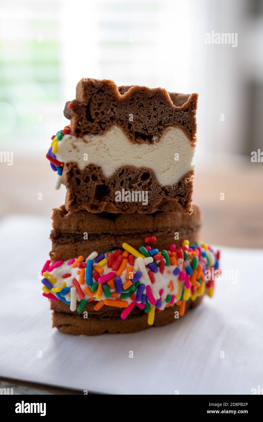 Ice Cream Sandwich Cross Section with Sprinkles around edge Stock Photo ...