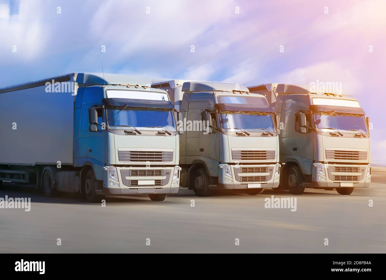 Three trailer trucks hi-res stock photography and images - Alamy