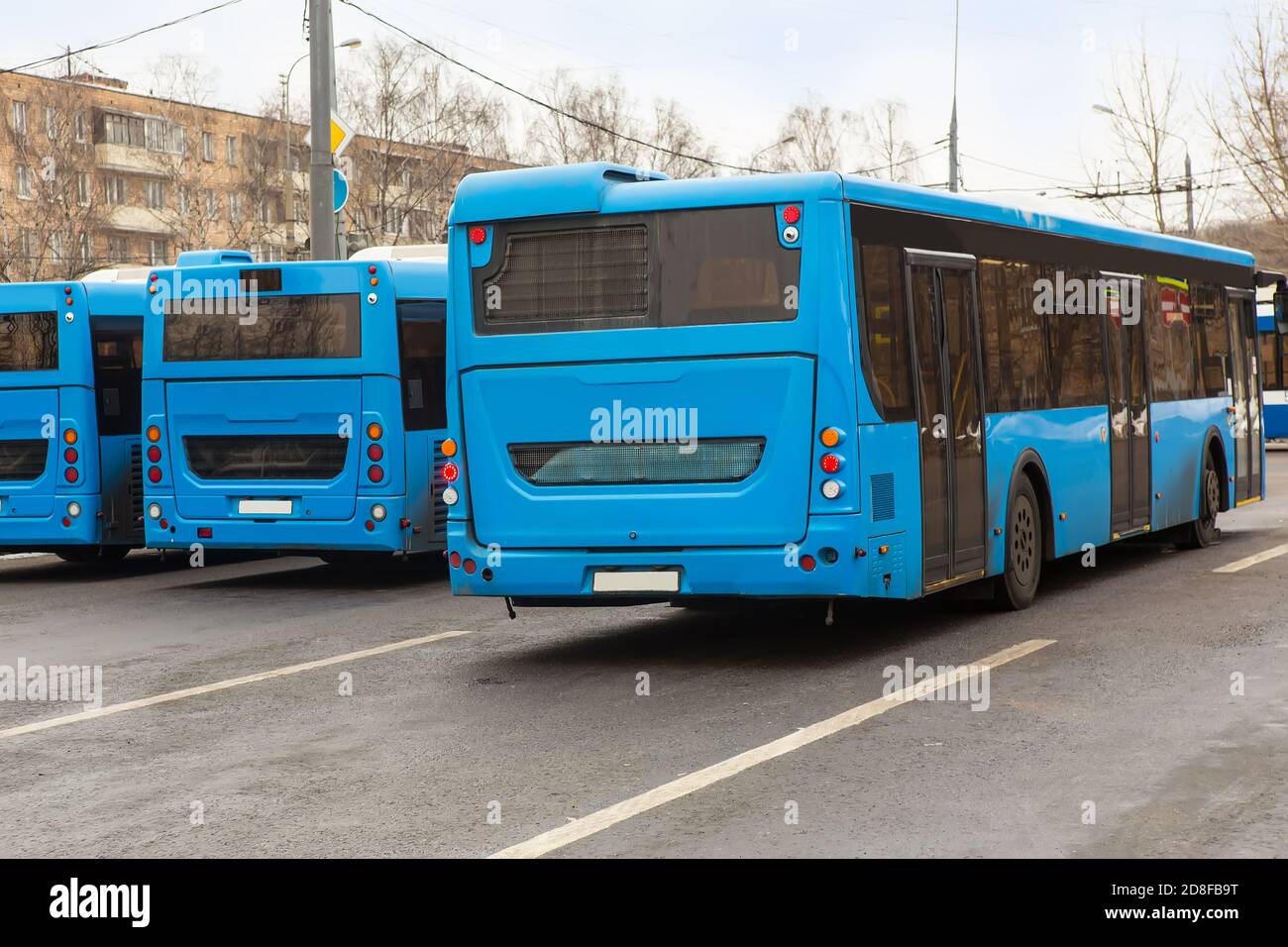 city buses in the Parking lot near the bus station Stock Photo - Alamy