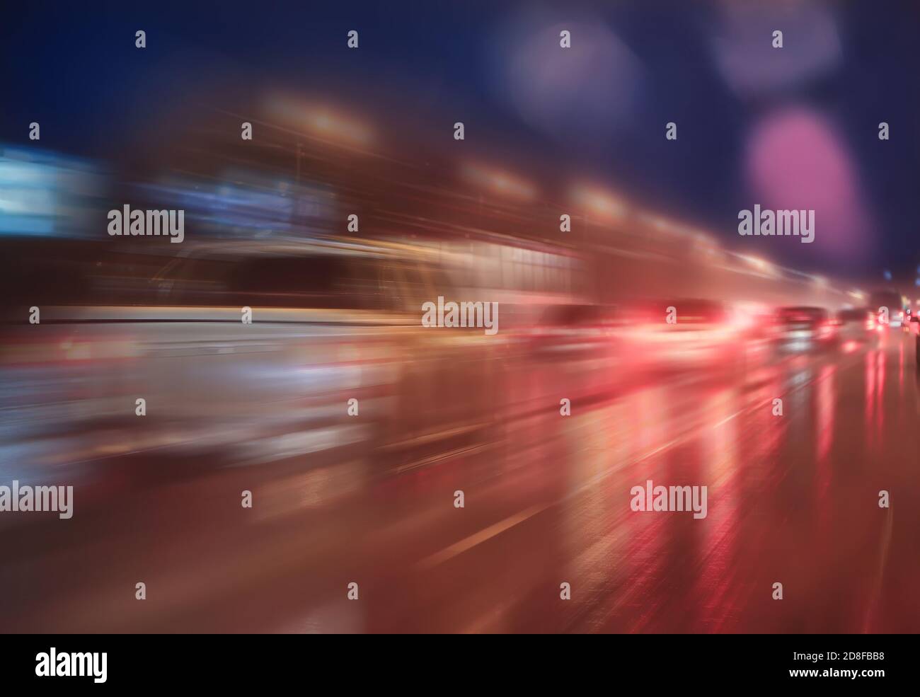 high-speed movement on the night road Stock Photo - Alamy