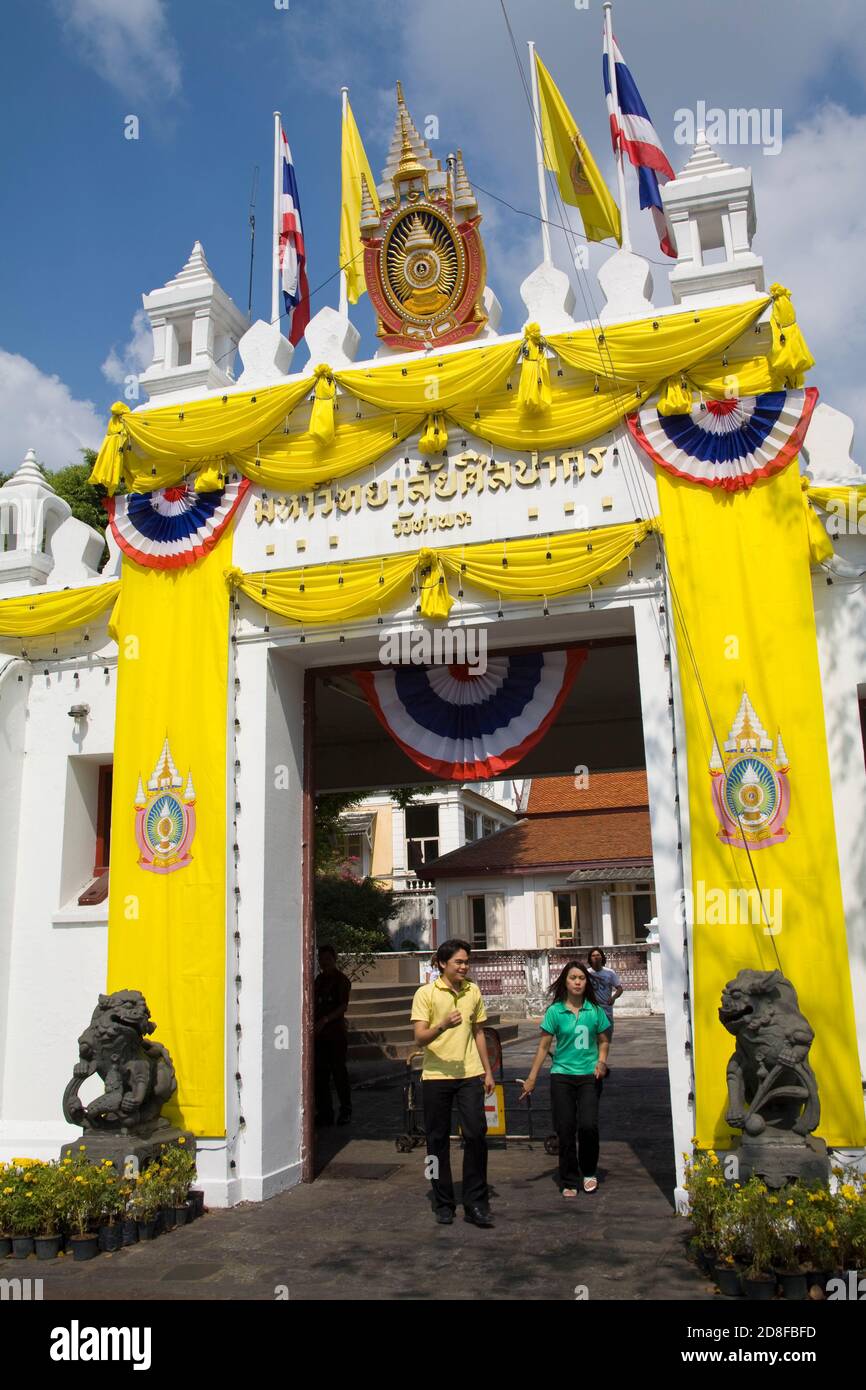 Silpakorn University Entry Gate, Bangkok, Thailand, Asia Stock Photo ...