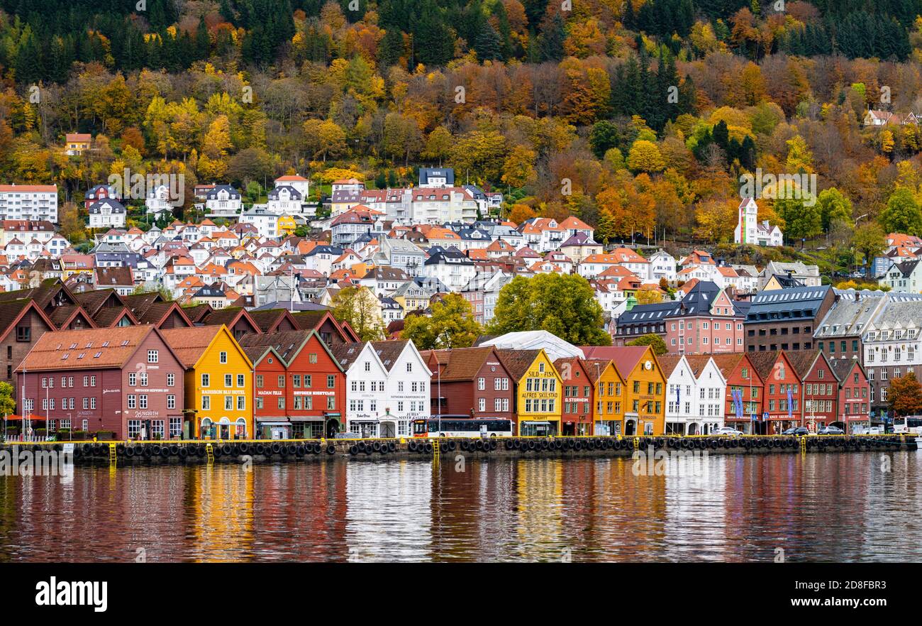 Bryggen in Bergen, Norway, in autumn Stock Photo - Alamy