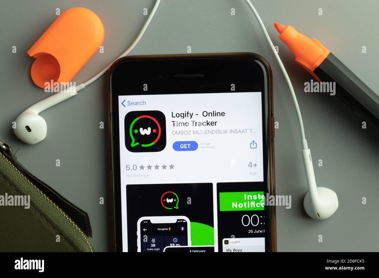 New York, USA - 26 October 2020: Logify Online Time Tracker mobile app ...