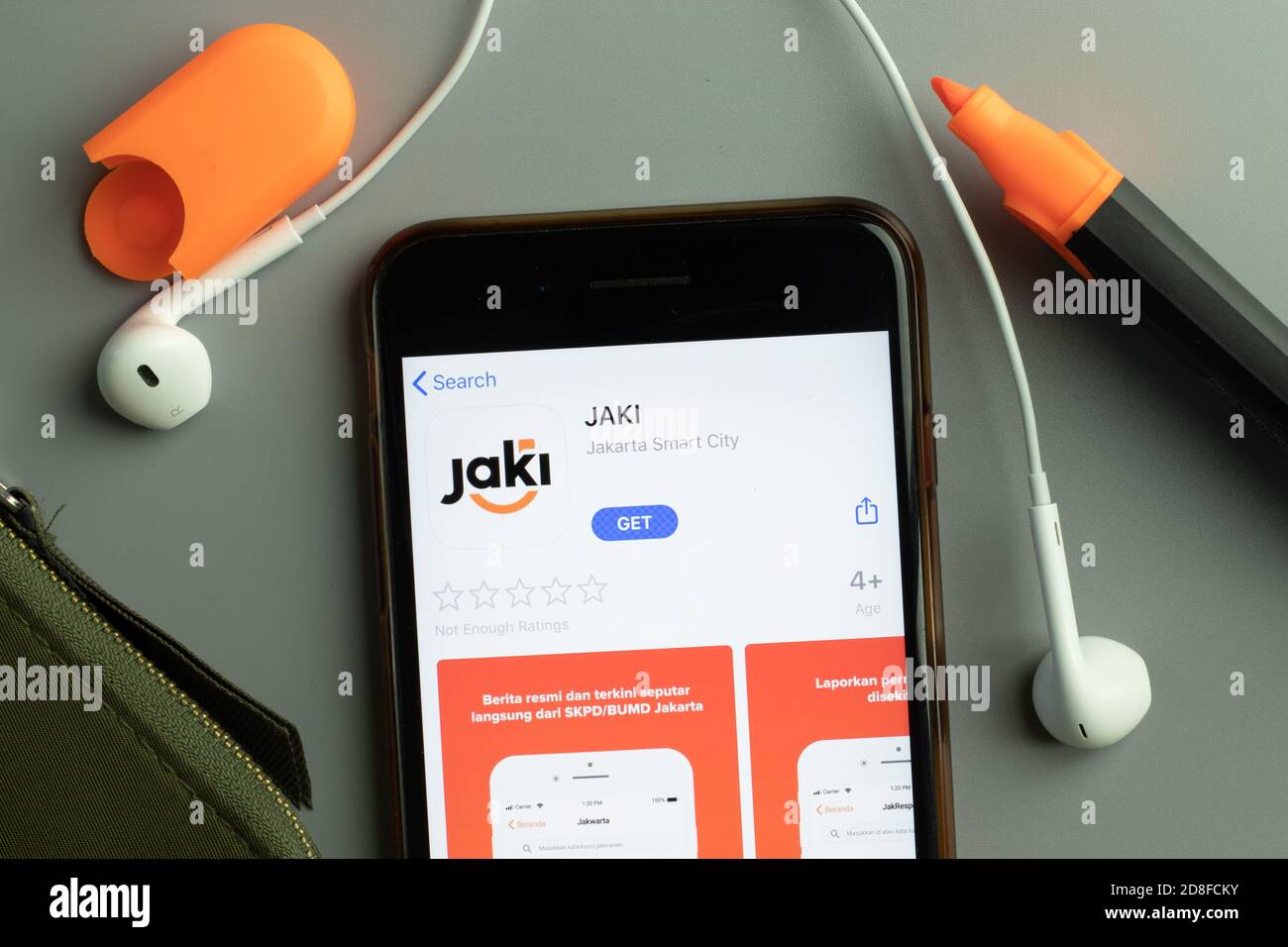 New York, USA - 26 October 2020: JAKI mobile app icon logo on phone ...