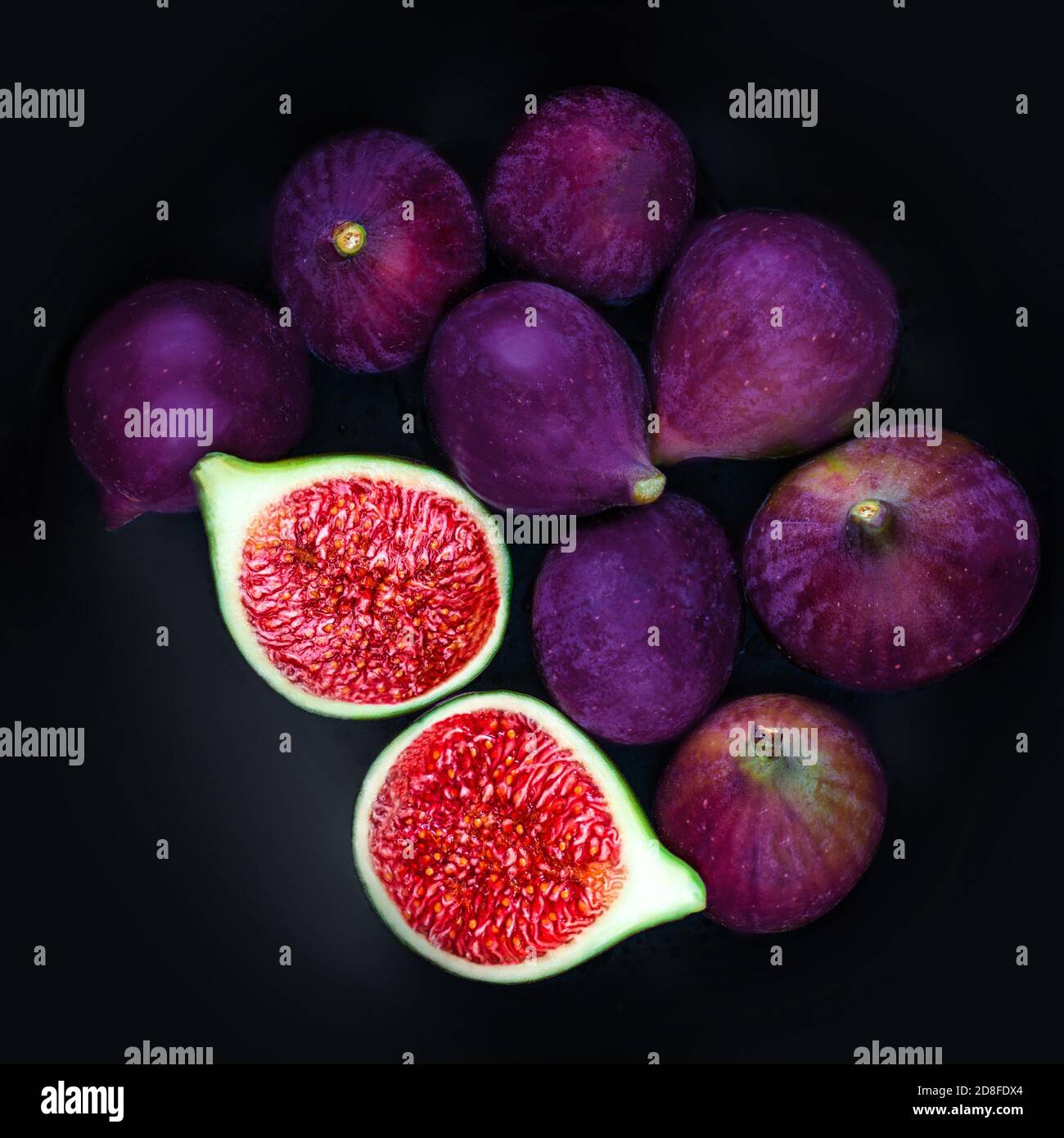 Fresh ripe figs with on table black background. Dark Food photo Stock ...