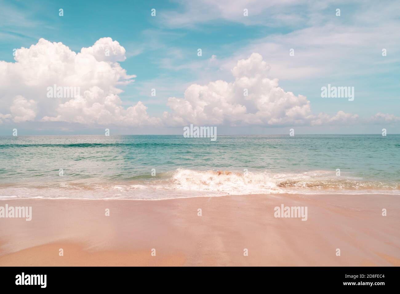 Tropical nature clean beach and white sand in summer with sun light ...