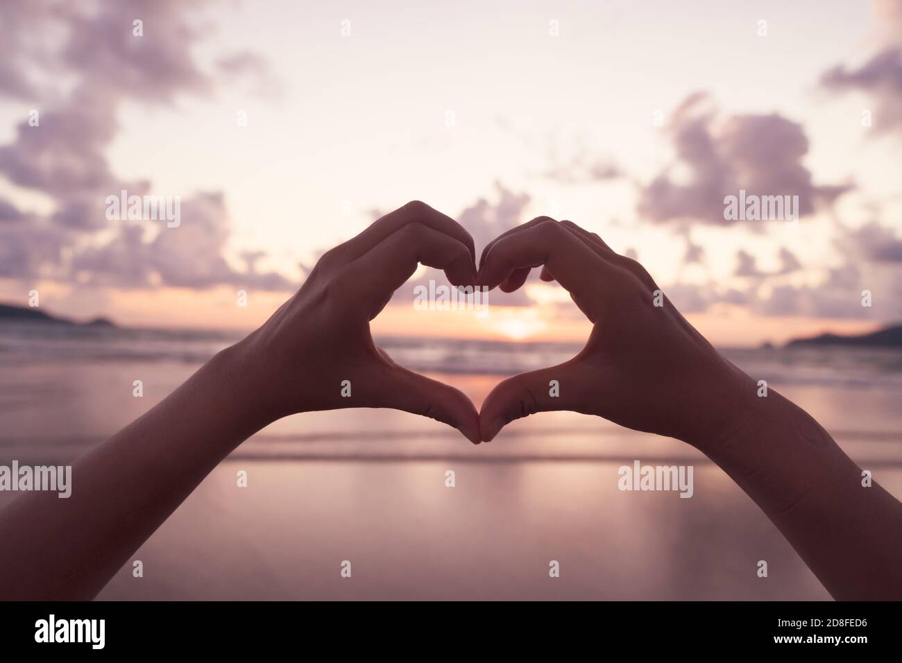 Hand Hearts In Sunset