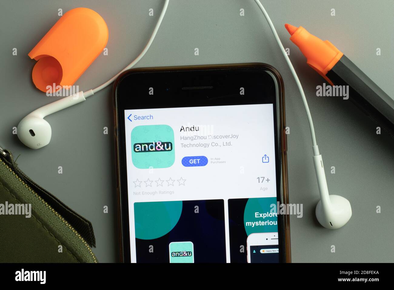 New York, USA - 26 October 2020: Andu mobile app icon logo on phone ...