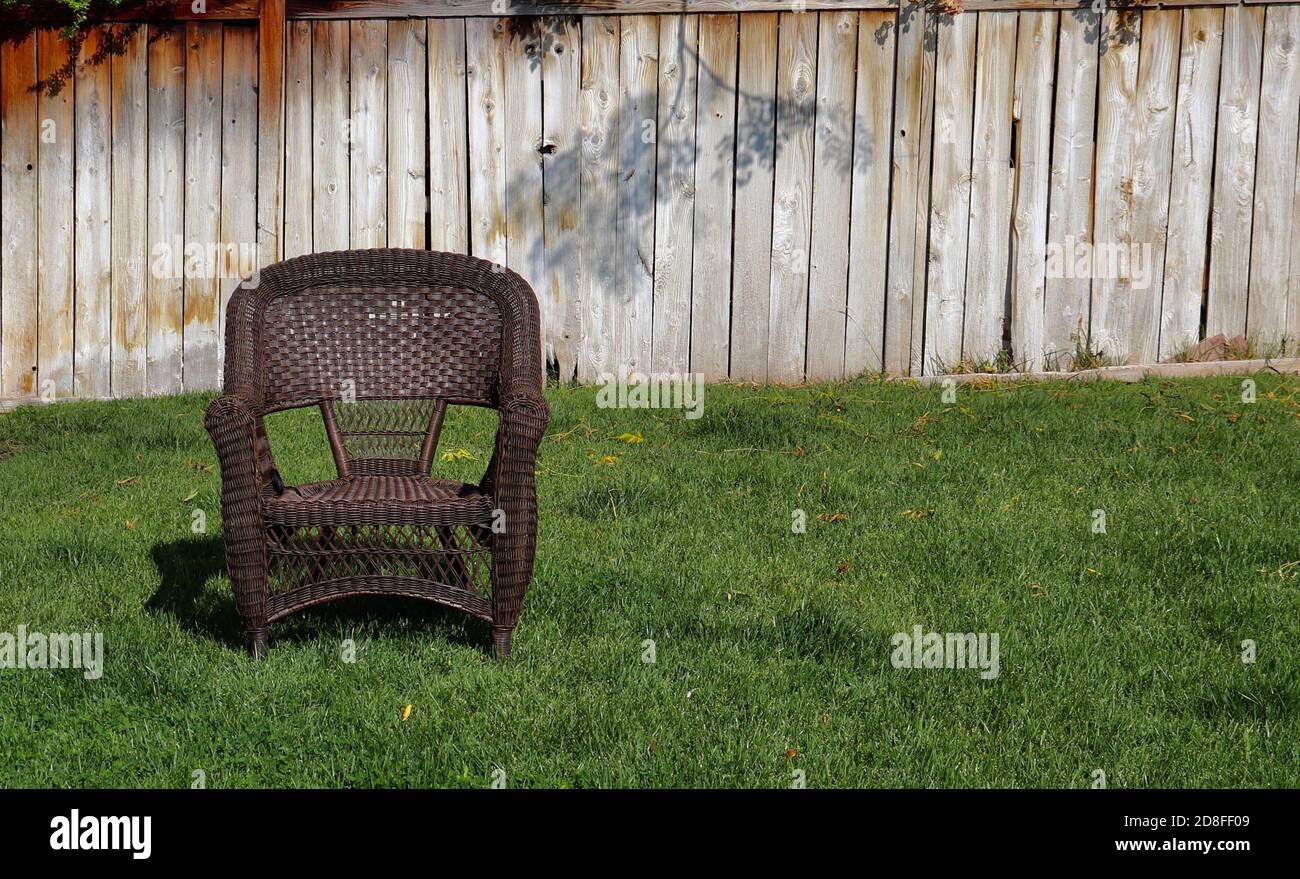 Outdoor lawn chair on grass Stock Photo - Alamy