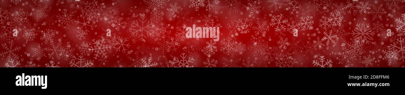 Christmas banner of snowflakes of different shapes, sizes and ...