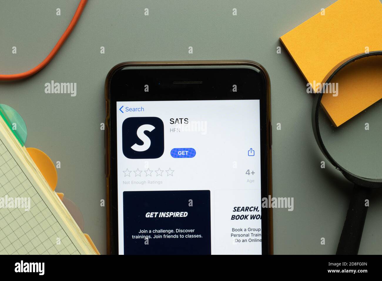 New York, USA - 26 October 2020: SATS mobile app logo on phone screen ...