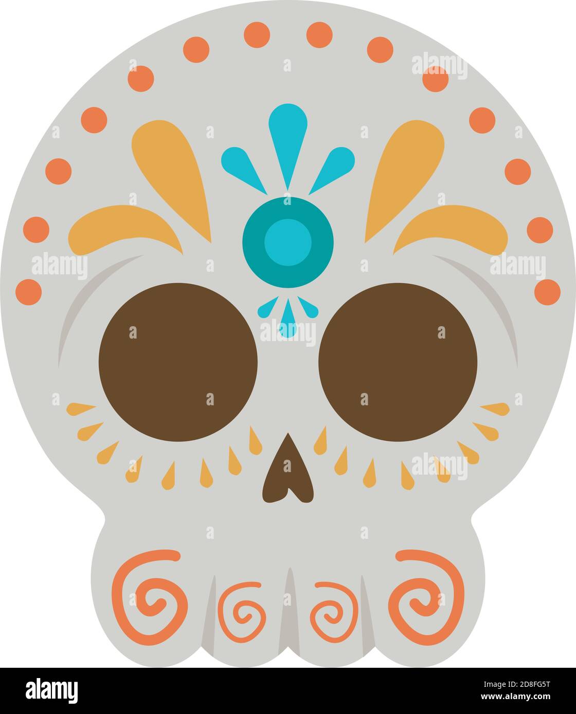 traditional mexican skull head flat style icon vector illustration ...