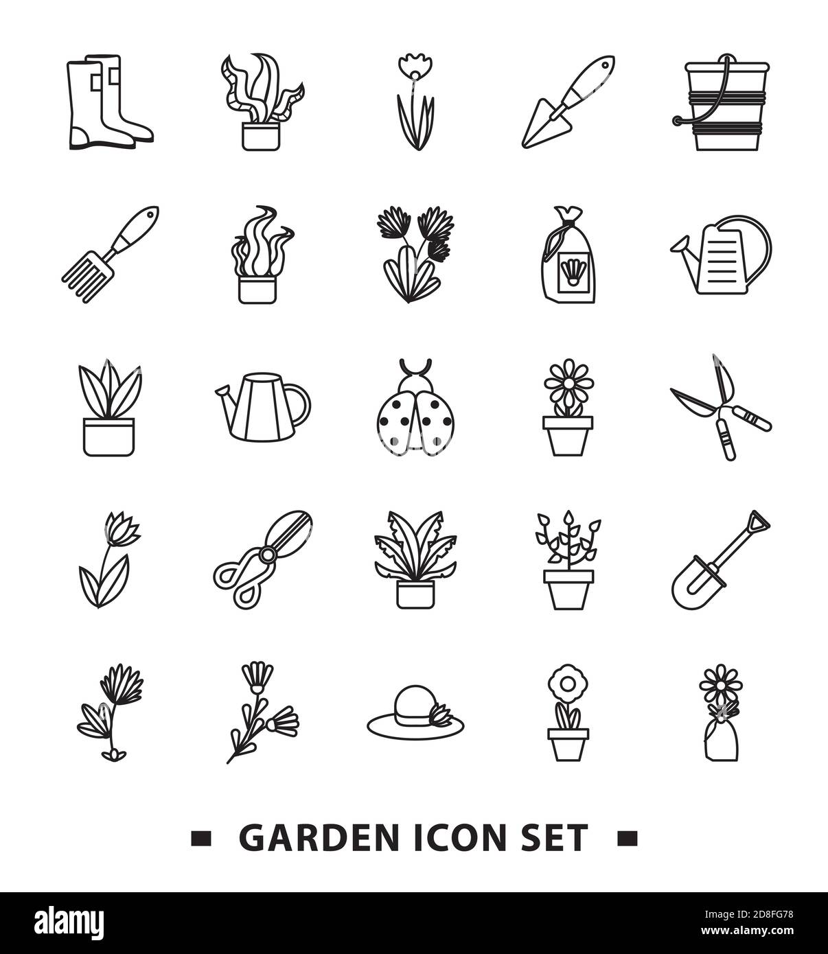 bundle of gardening tools line style icons vector illustration design ...