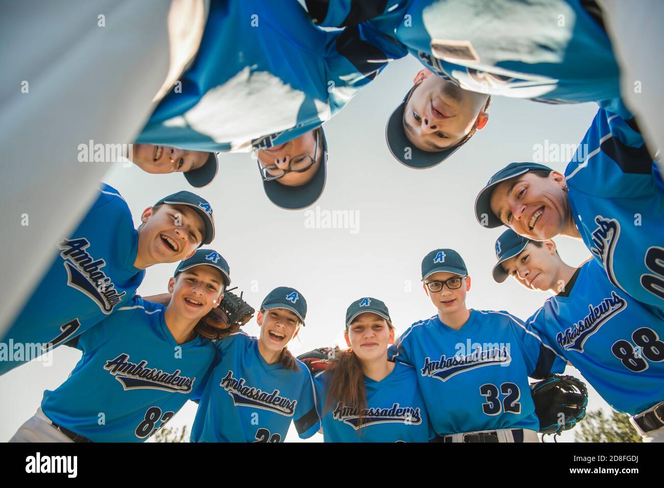 Group of baseball players standing together on the playground Stock ...
