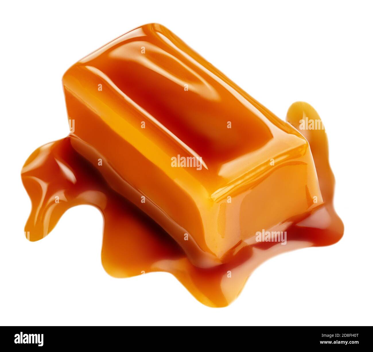 Soft caramel isolated on a white background. Salted melted toffee candy ...