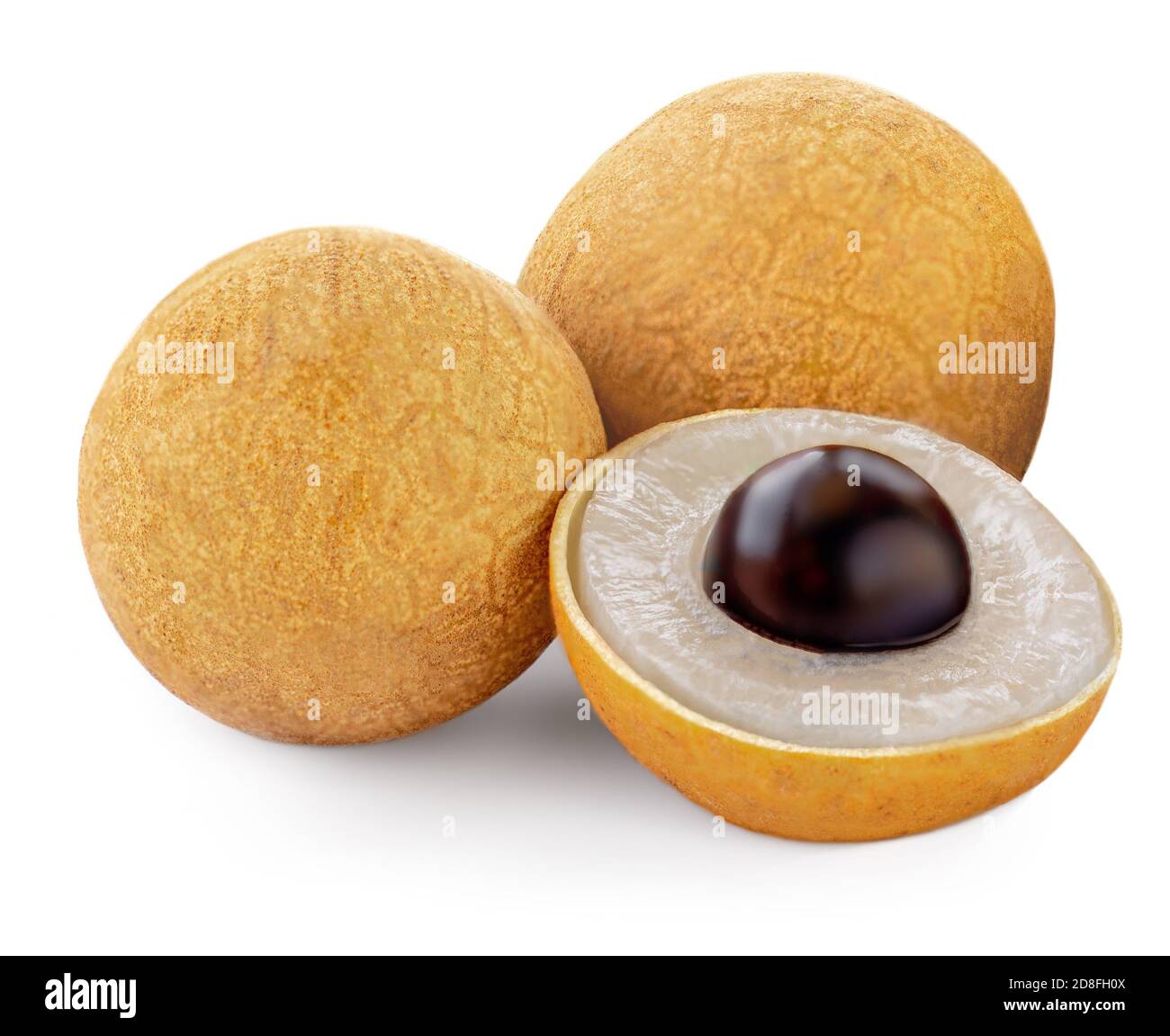 Fresh Longan isolated on white background. Tropical fruit Longan close ...