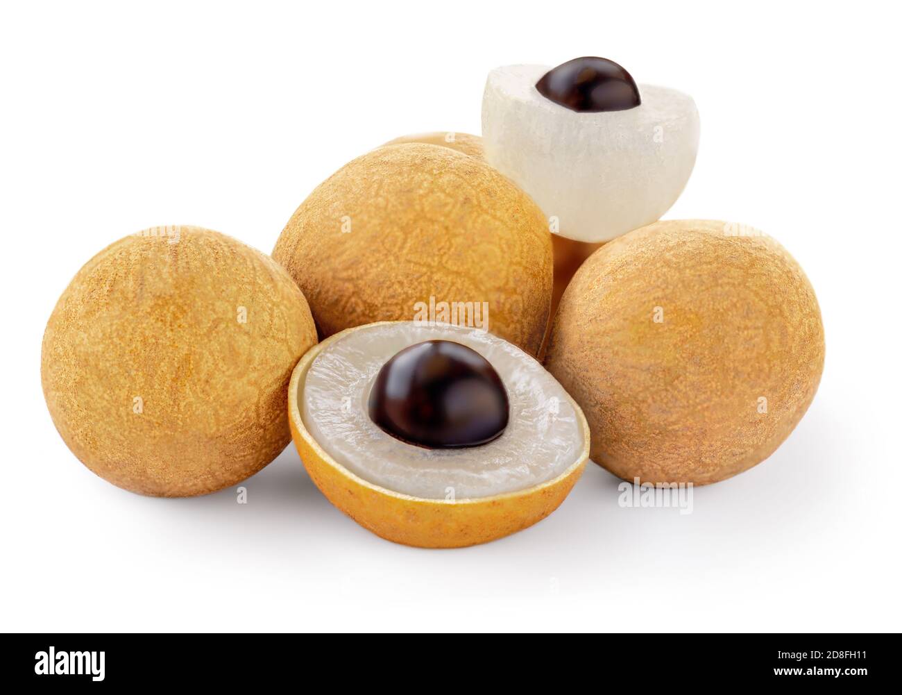 Fresh Longan isolated on white background. Tropical fruit Longan close ...