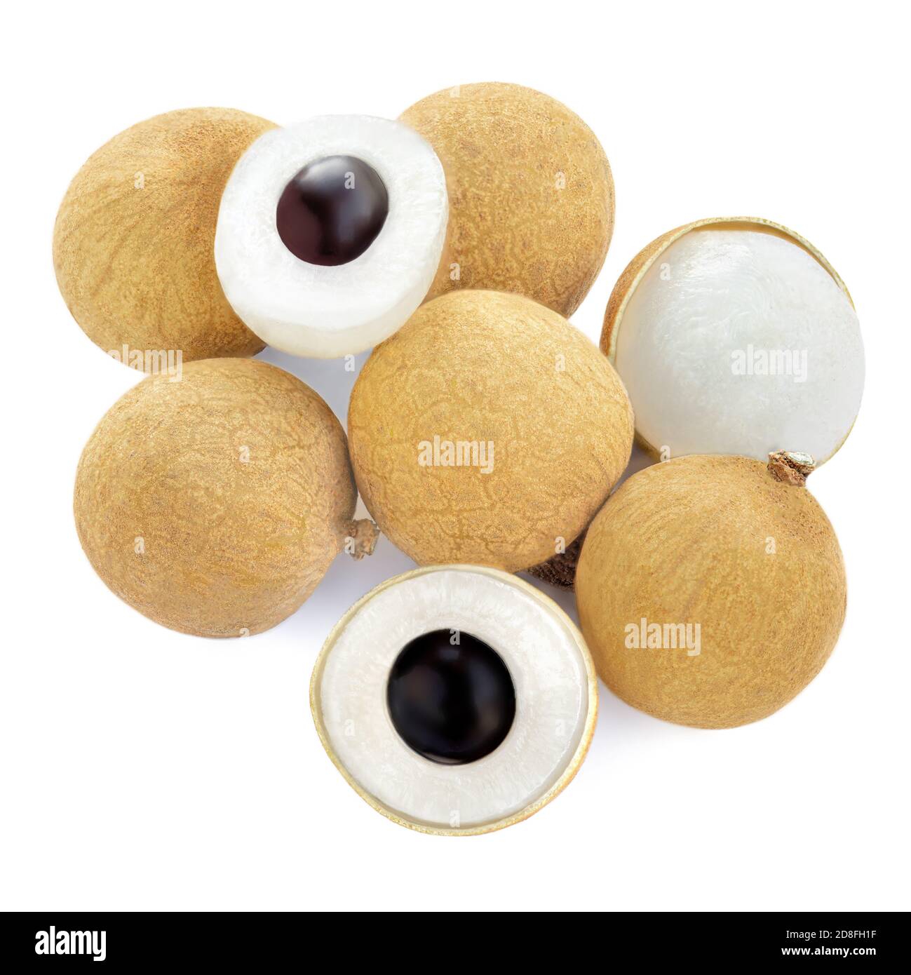 Longan fruit isolated on white background. Fresh Longan close up. Top ...