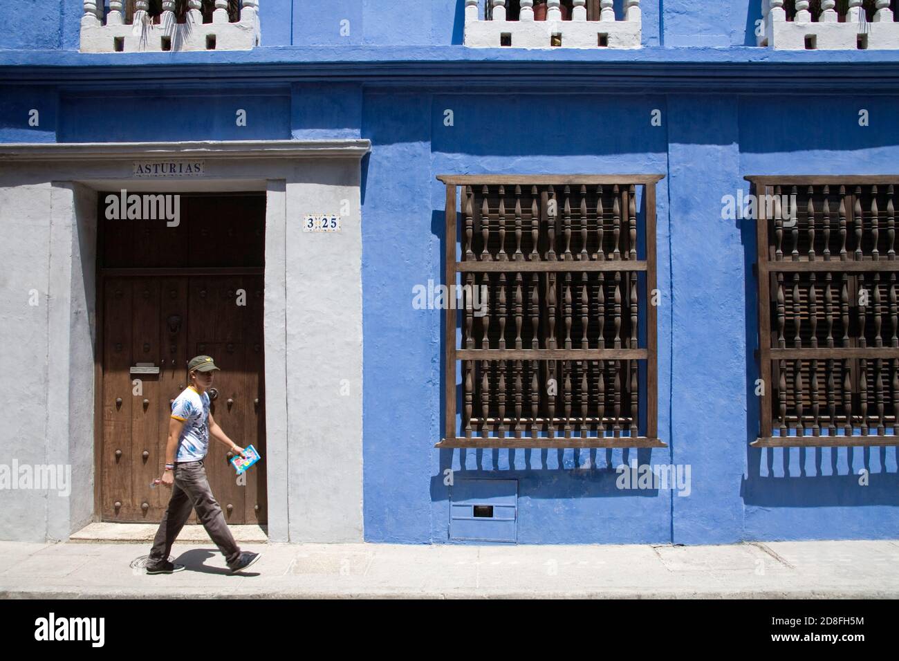Blue House in Old Walled City District, Cartagena City, Bolivar State ...