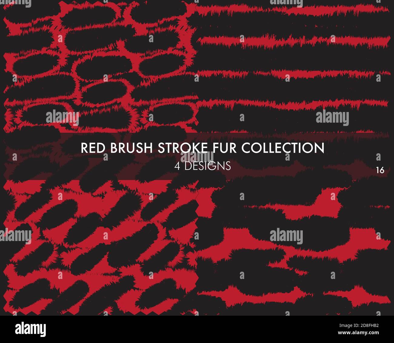 Red Brush stroke fur collection includes 4 design swatches for fashion ...