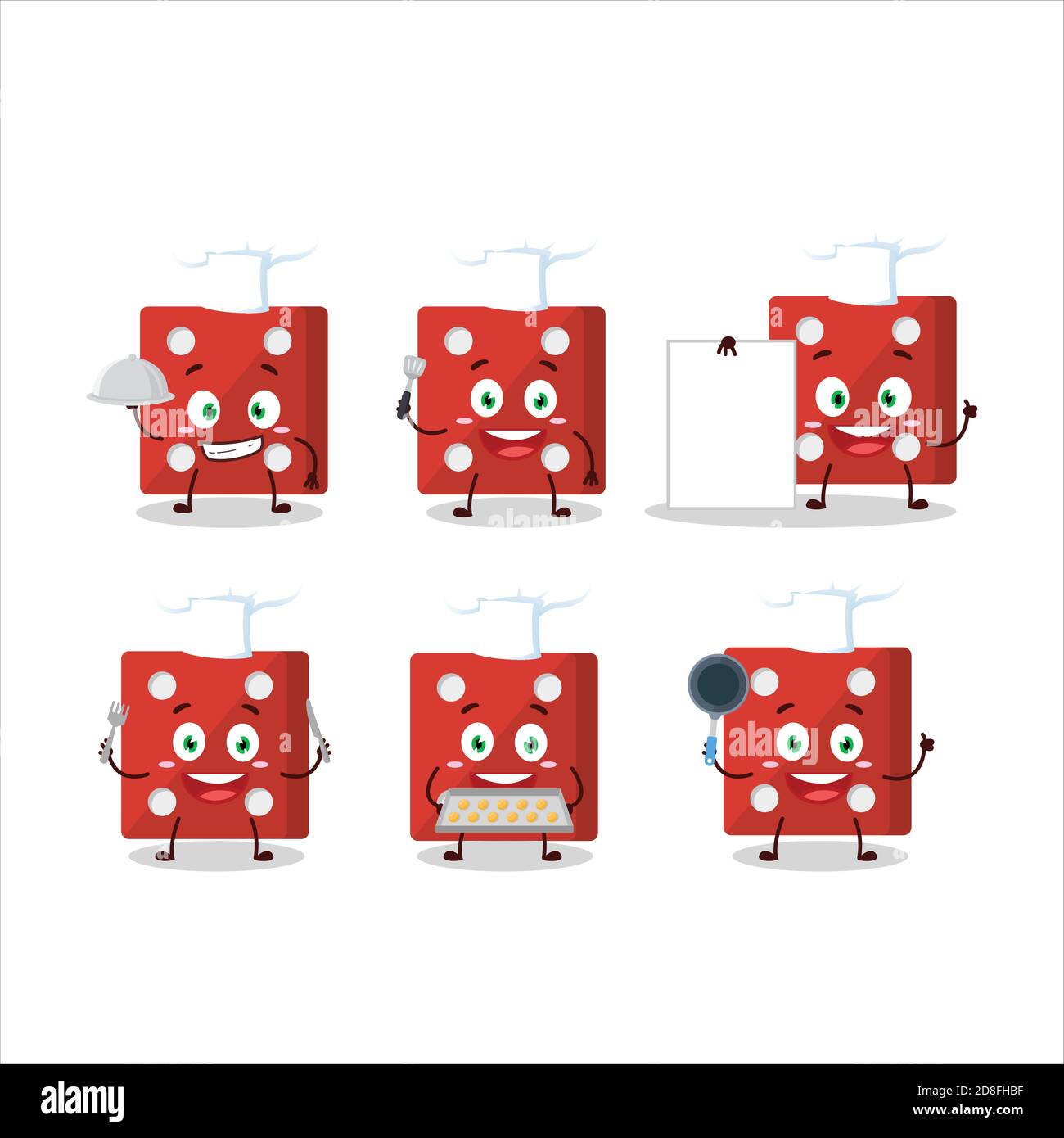 Cartoon character of red dice with various chef emoticons Stock Vector ...