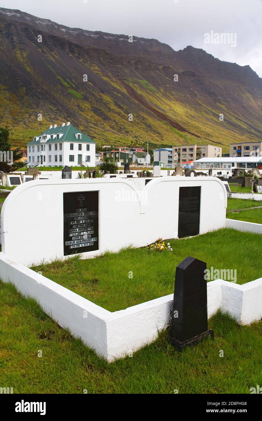 Graveyard, Port of Isafjordur, West Fjords Region, Iceland Stock Photo ...