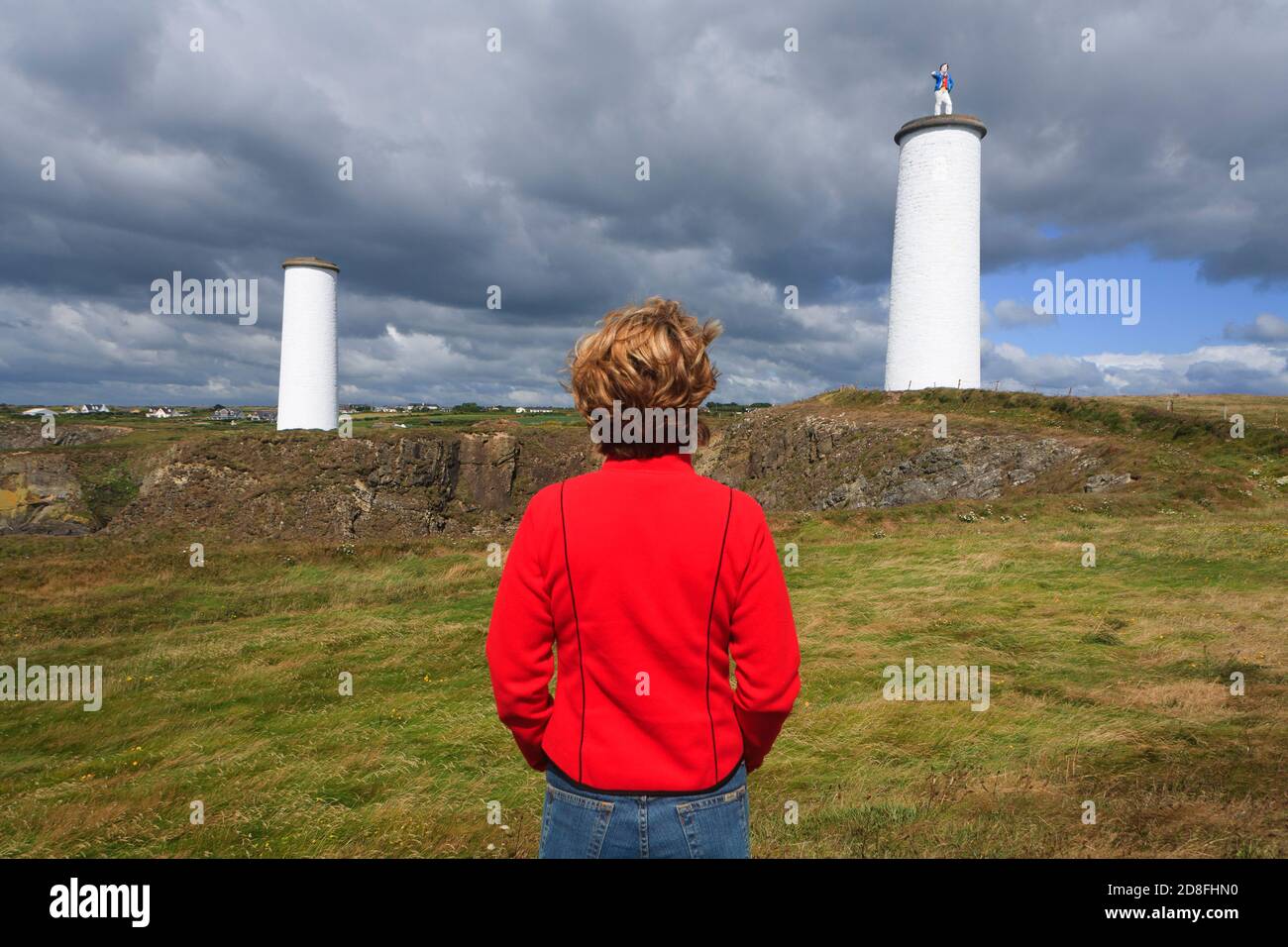 Metal Man Beacons, Tramore, County Waterford, Ireland Stock Photo - Alamy