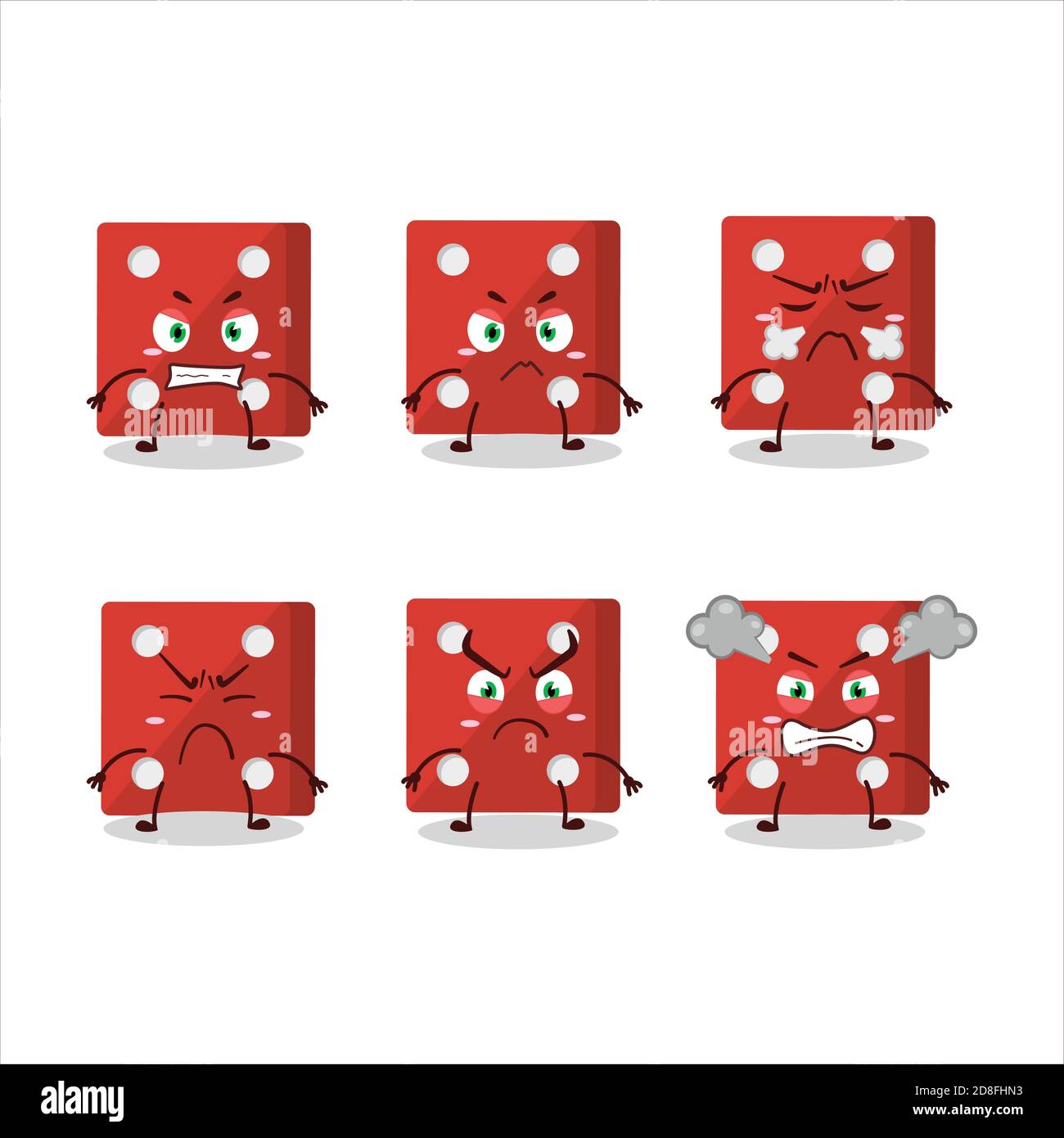 Red dice cartoon character with various angry expressions Stock Vector ...
