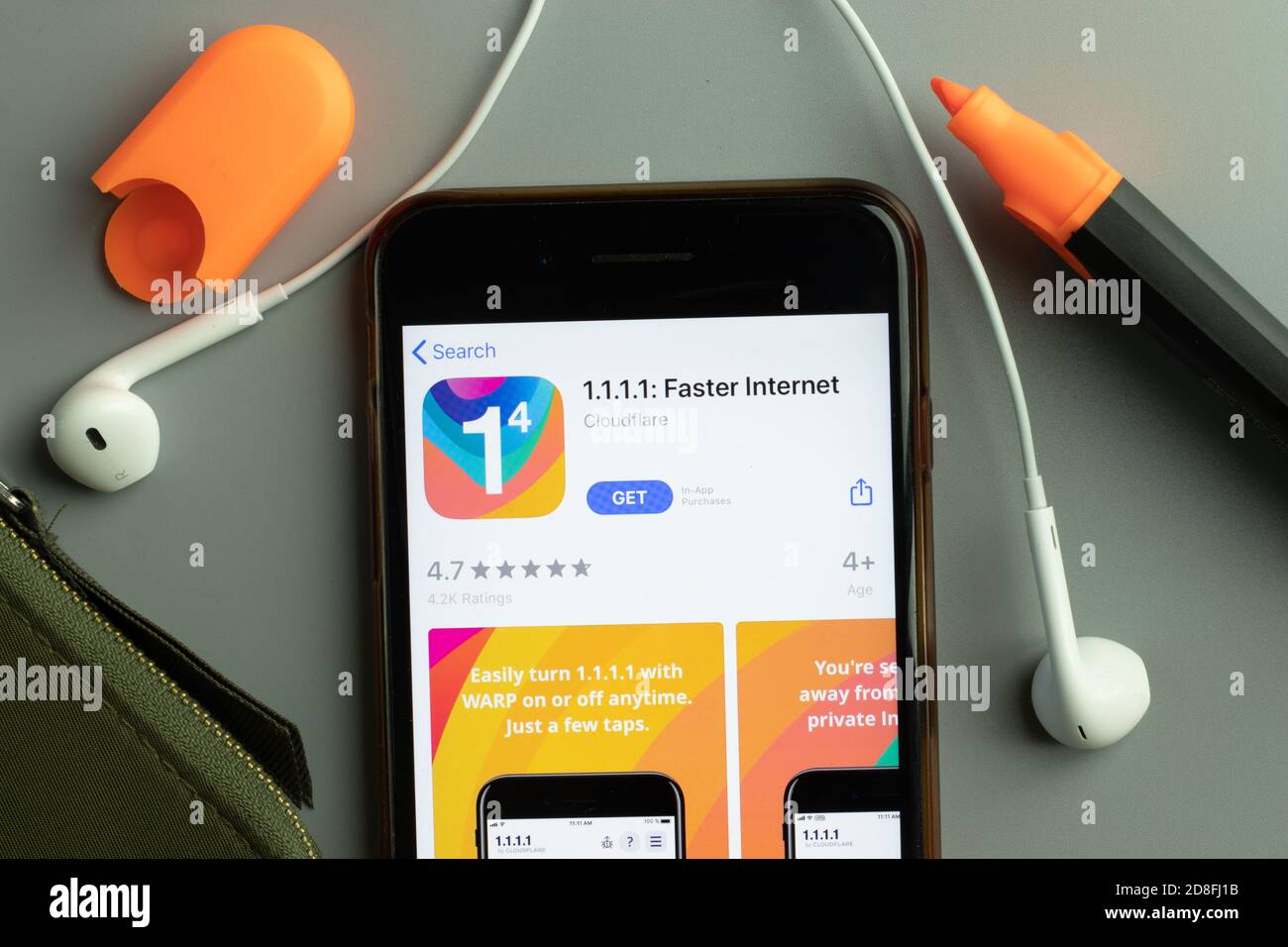 New York, USA - 26 October 2020: 1.1.1.1 Faster Internet mobile app ...