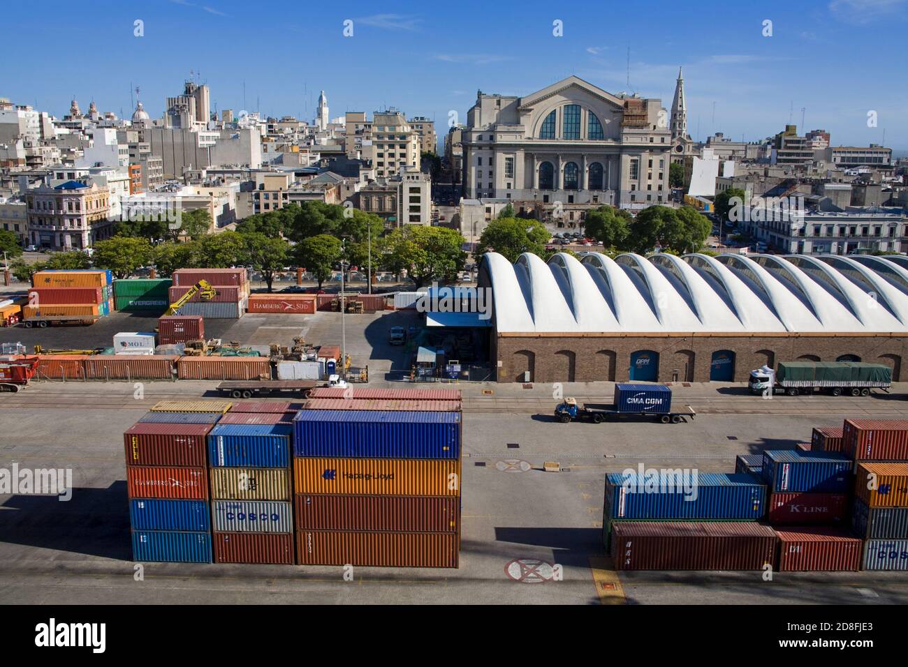 Container Port & Montevideo skyline, Uruguay, South America Stock Photo ...