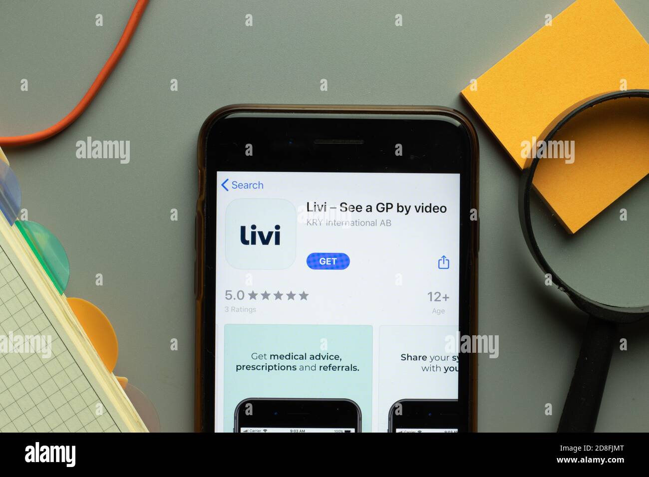 New York, USA - 26 October 2020: Livi mobile app logo on phone screen ...