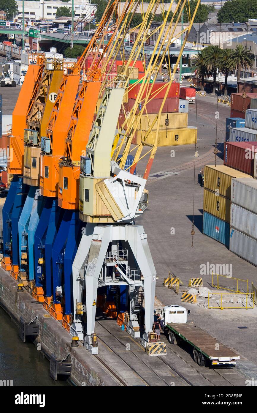 Cranes in the Container Port, Montevideo, Uruguay, South America Stock ...