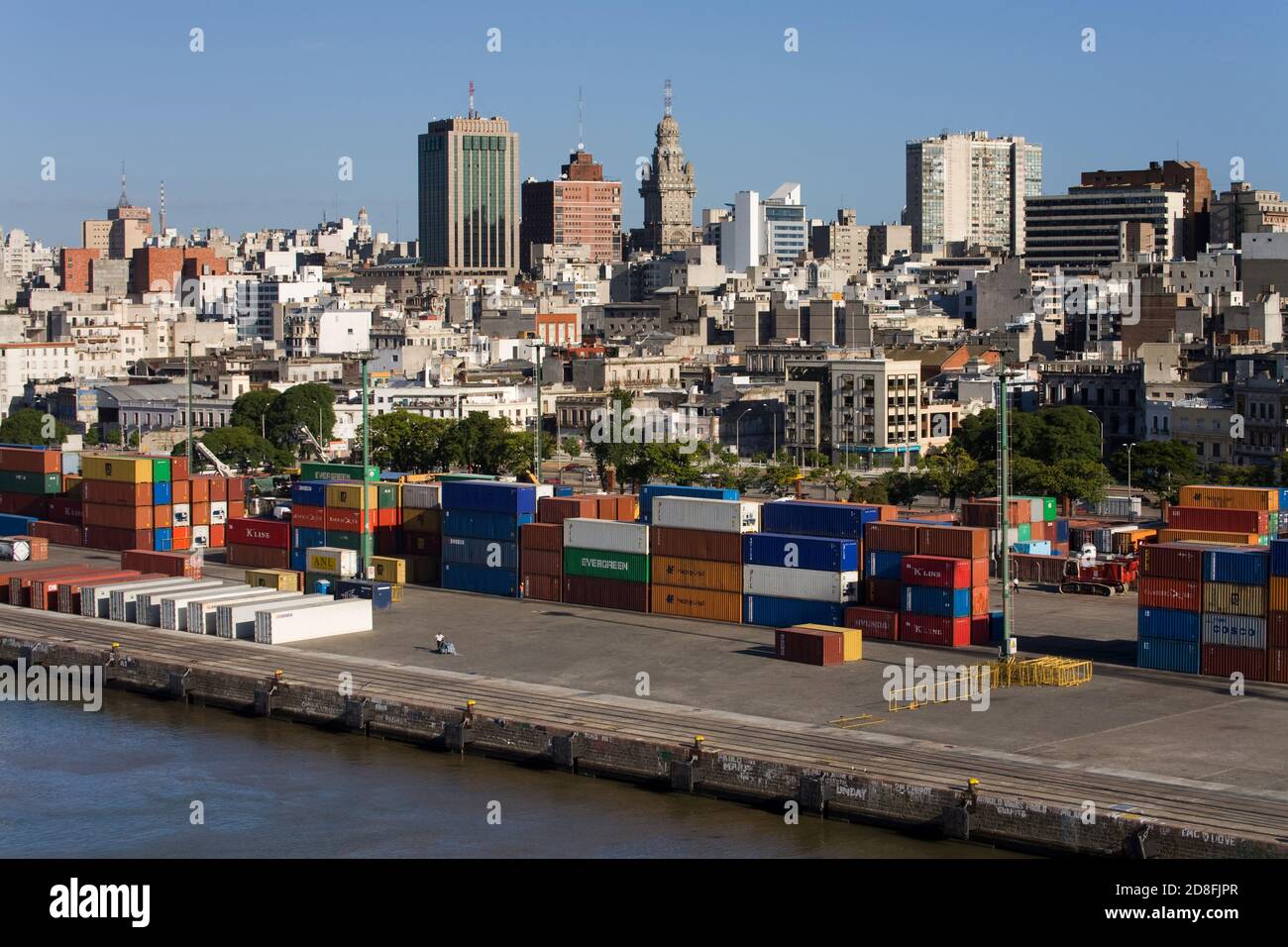 Container Port & Montevideo skyline, Uruguay, South America Stock Photo ...
