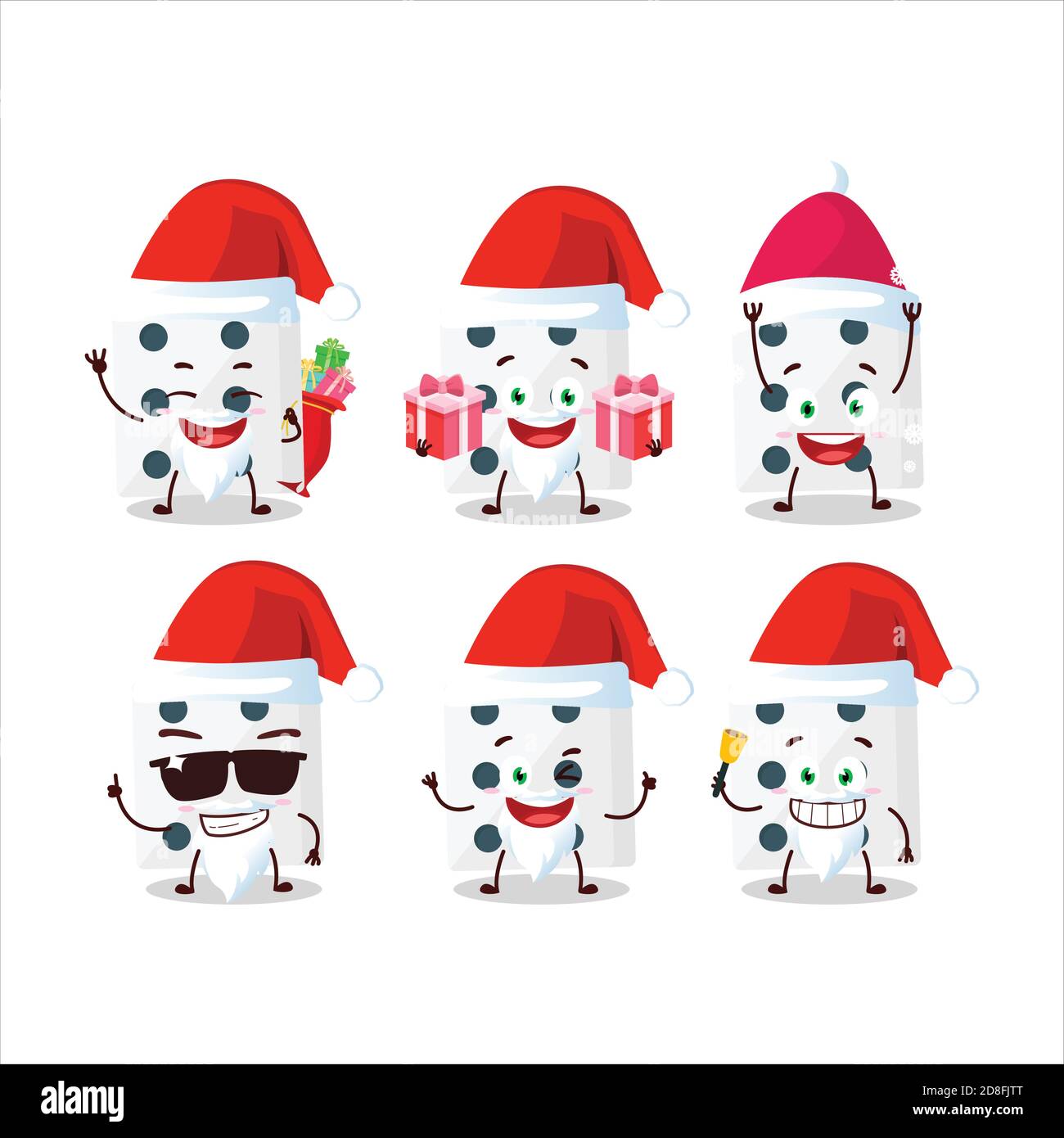 Santa Claus emoticons with white dice cartoon character Stock Vector ...