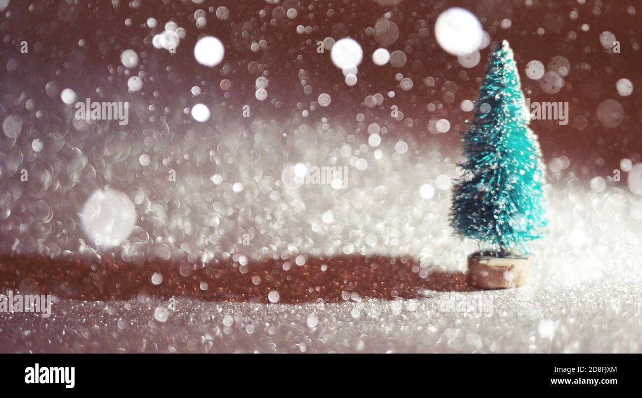 Christmas tree with shadow on silver color background. Artwork minimal ...