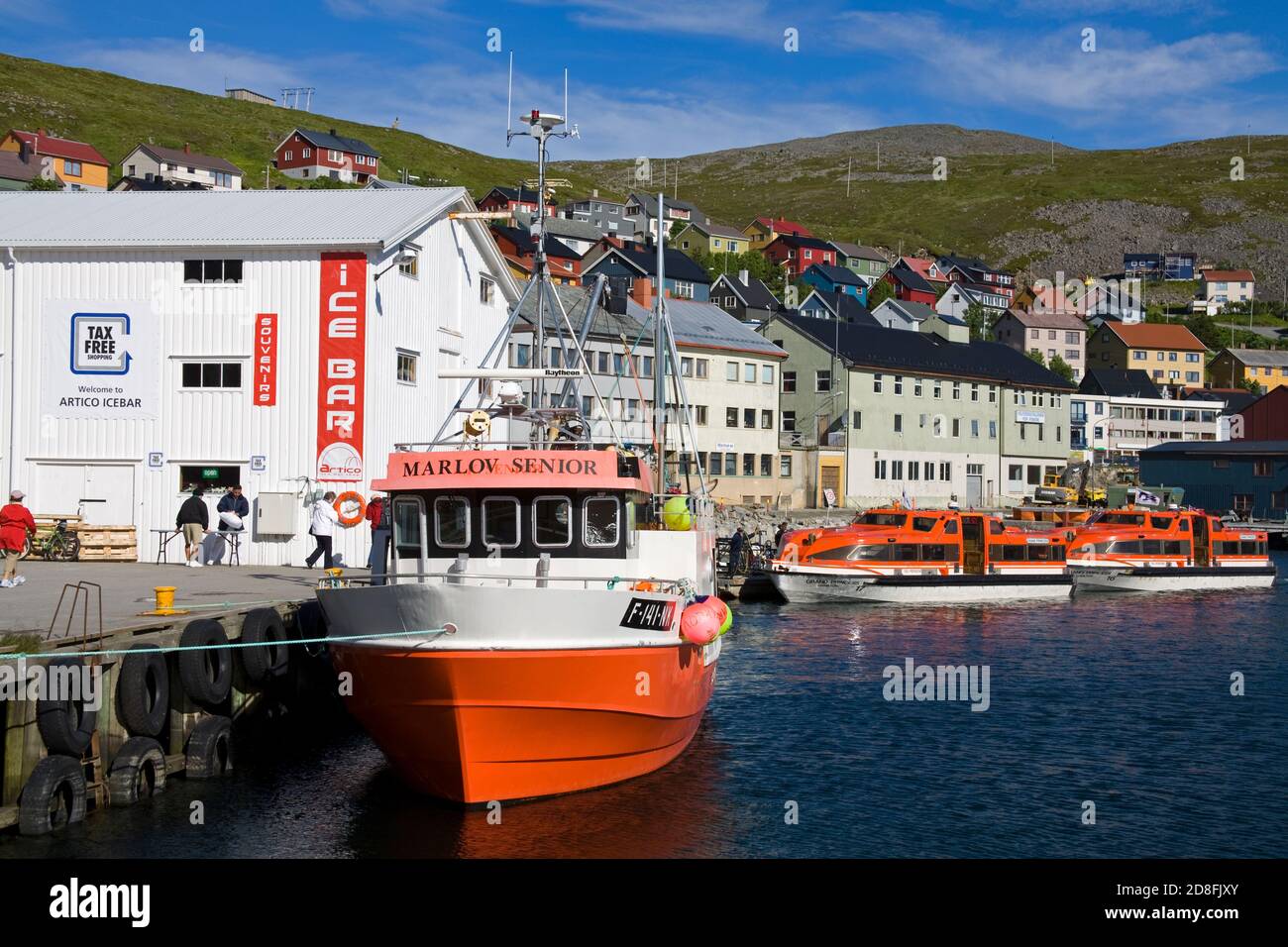 Fishing Boats, Honningsvag Port, Mageroya Island, Finnmark Region ...