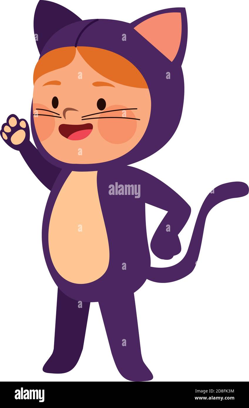 cute little girl dressed as a cat character vector illustration design ...