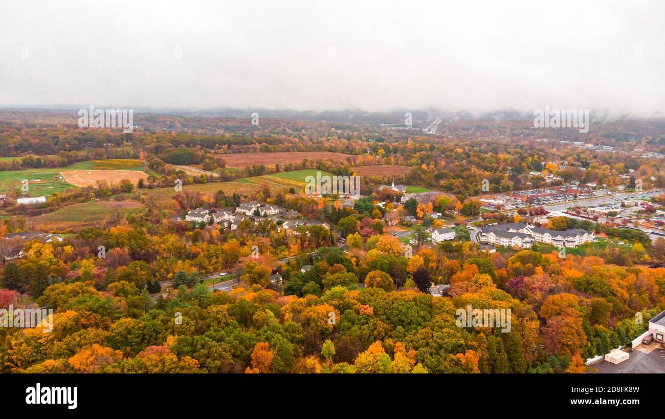 Aerial view of Fall Colors in Manchester, Connecticut USA Stock Photo ...