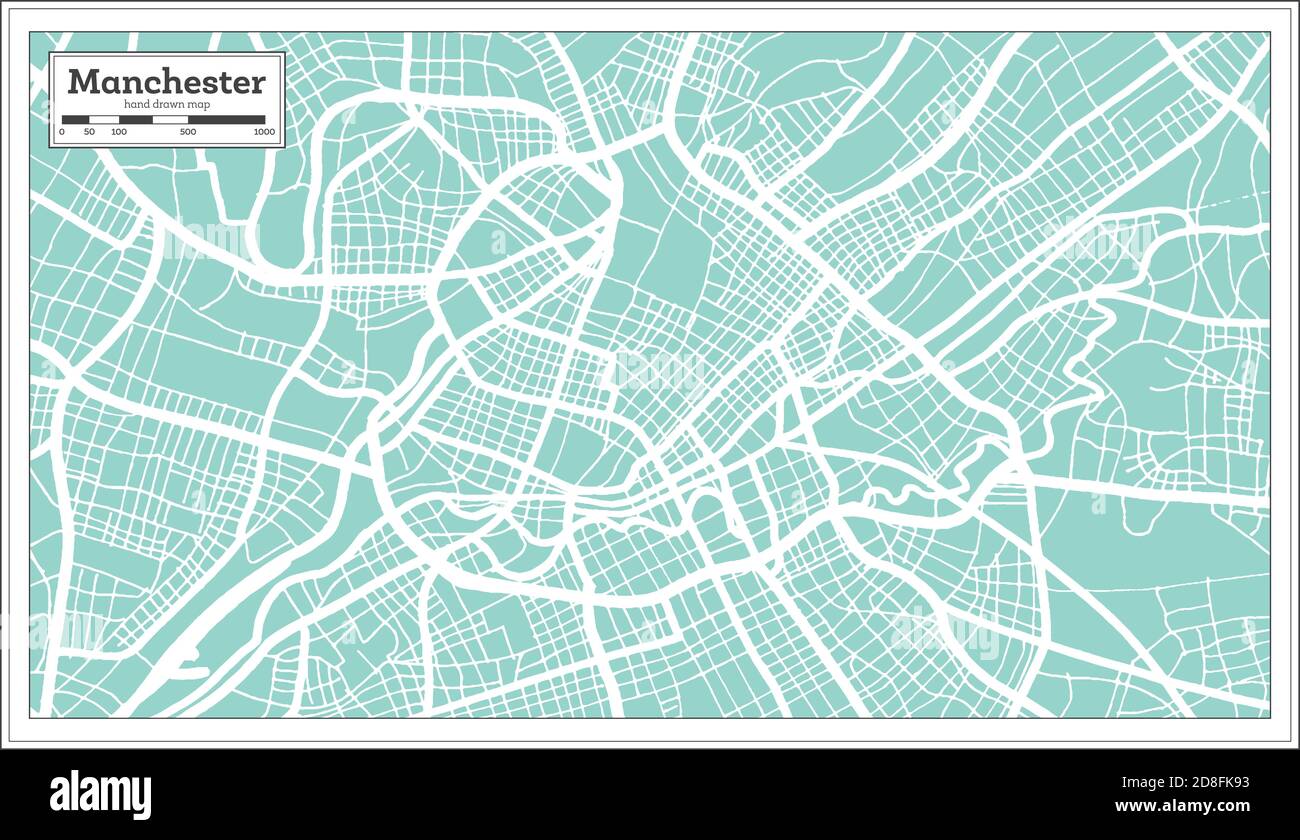 Manchester Great Britain City Map in Retro Style. Outline Map. Vector ...
