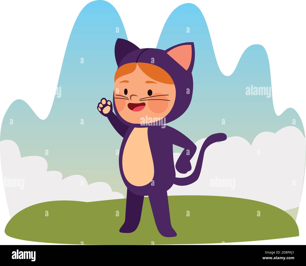 cute little girl dressed as a cat character vector illustration design ...