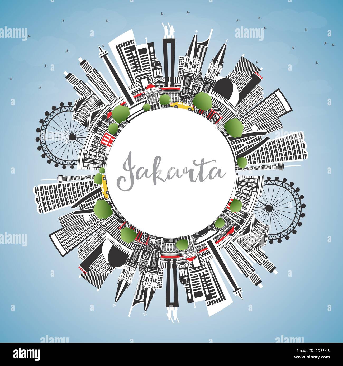 Jakarta Indonesia City Skyline with Gray Buildings, Blue Sky and Copy ...