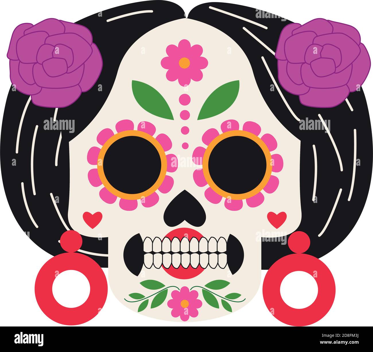 traditional mexican katrina skull head icon vector illustration design ...