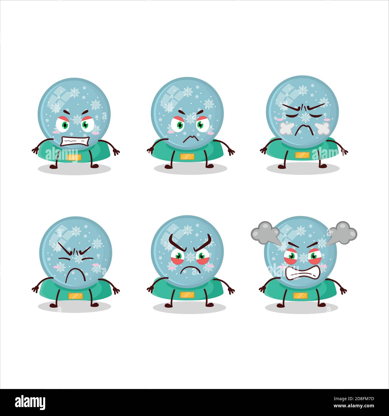 Snowball with snowfall cartoon character with various angry expressions ...