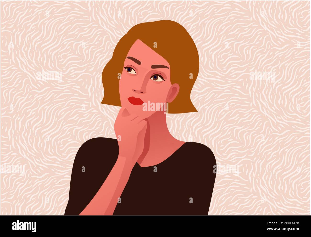 Thinking girl. Beautiful face, with question mark Stock Vector Image & Art - Alamy
